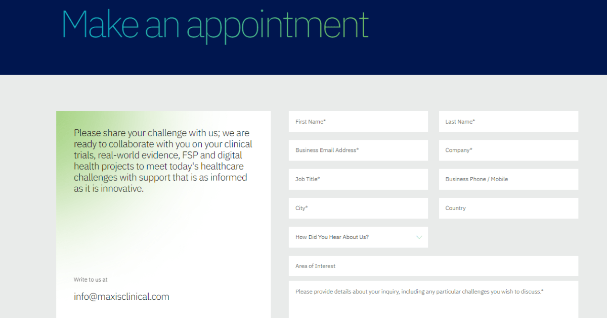 Make An Appointment | Maxis Clinical